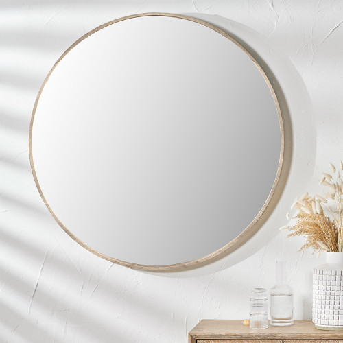 Pacific Lifestyle Limited - Natural Wood Veneer Slim Frame Round Mirror ...
