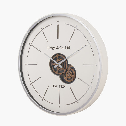 Pacific Lifestyle Limited - Ivory and Silver Wood Working Cog Wall Clock