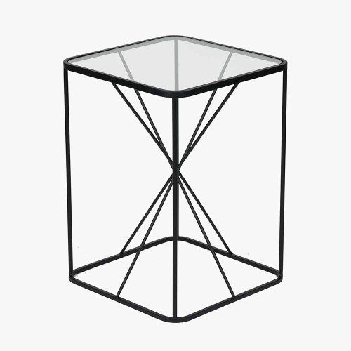 Pacific Lifestyle Limited - Roxy Glass and Black Metal Side Table