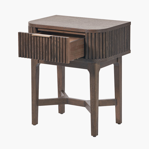 Pacific Lifestyle Limited - Raie Dark Brown Ribbed Oak and Pine Wood 1 ...