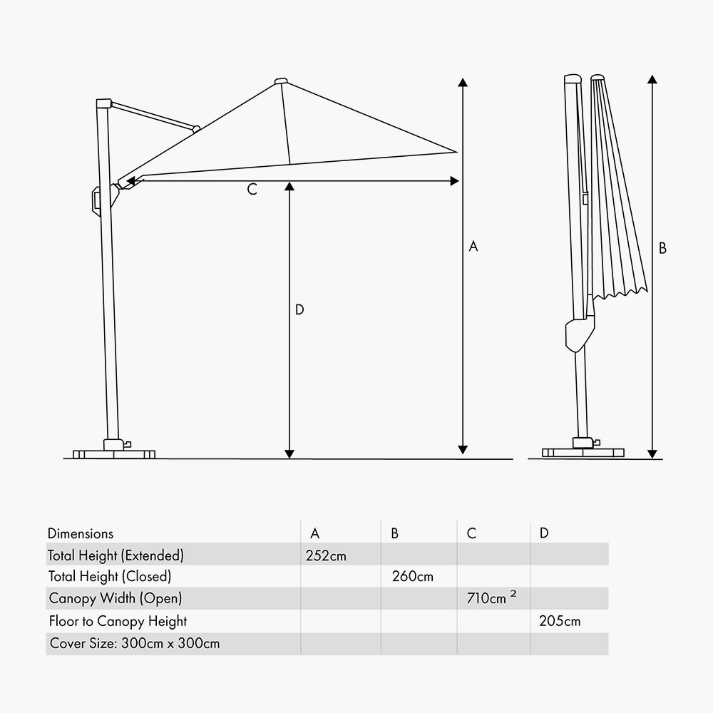 Pacific Lifestyle Limited - Voyager T1 3m Round Anthracite Free Arm Parasol