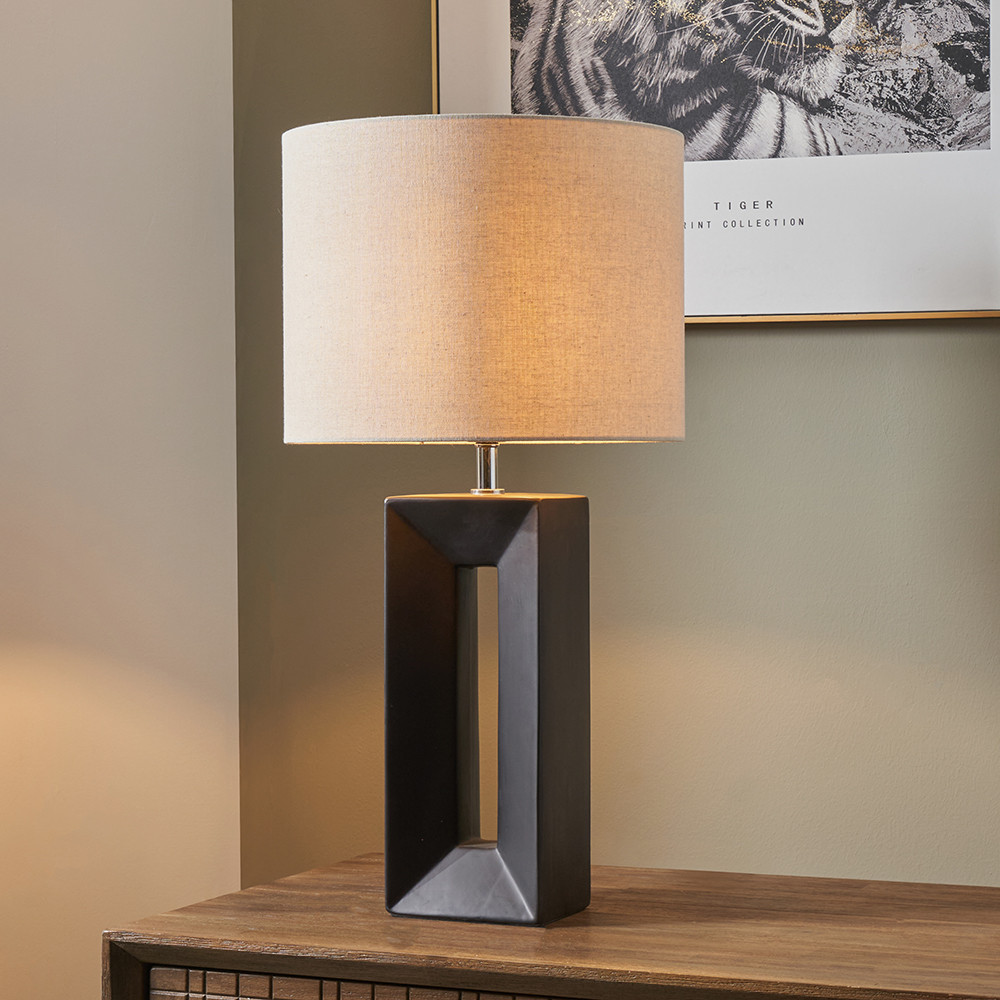 Pacific Lifestyle Limited - Block Black Ceramic Tall Table Lamp