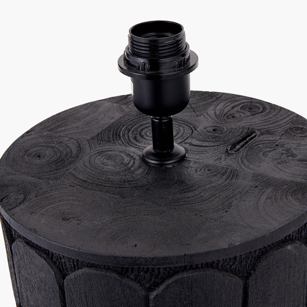 Pacific Lifestyle Limited - Cezara Embossed Black Wood Wide Table Lamp Base