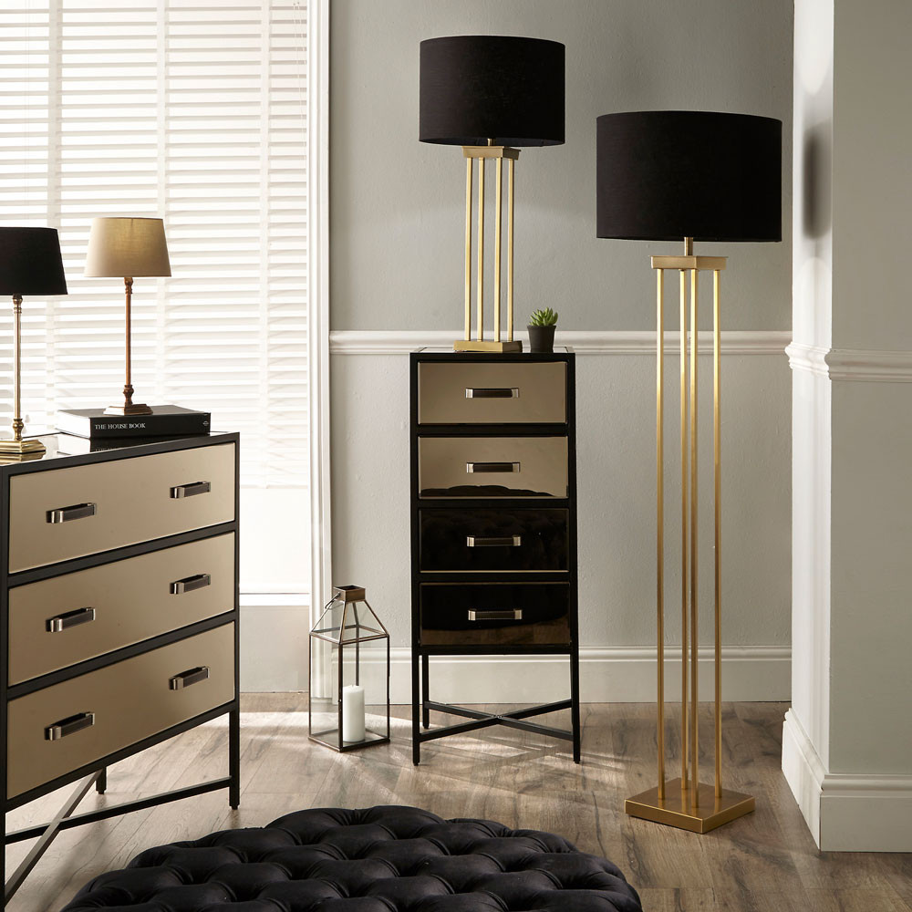 Pacific Lifestyle Limited Langston Satin Brass Metal Column Floor Lamp