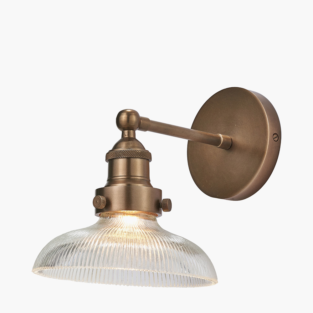 Pacific Lifestyle Limited - Bowery Ribbed Glass with Antique Brass Fitting Wall Light
