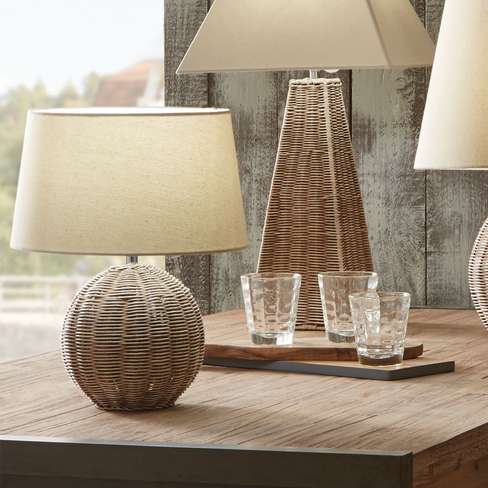 Pacific Lifestyle Limited - Raffles Small Rattan Cream Wash Table Lamp