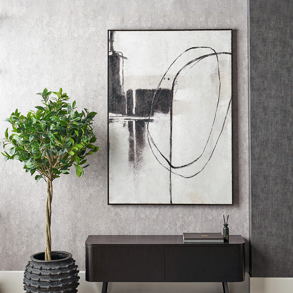 Pacific Lifestyle Limited - Monochrome Abstract Canvas with Black Frame