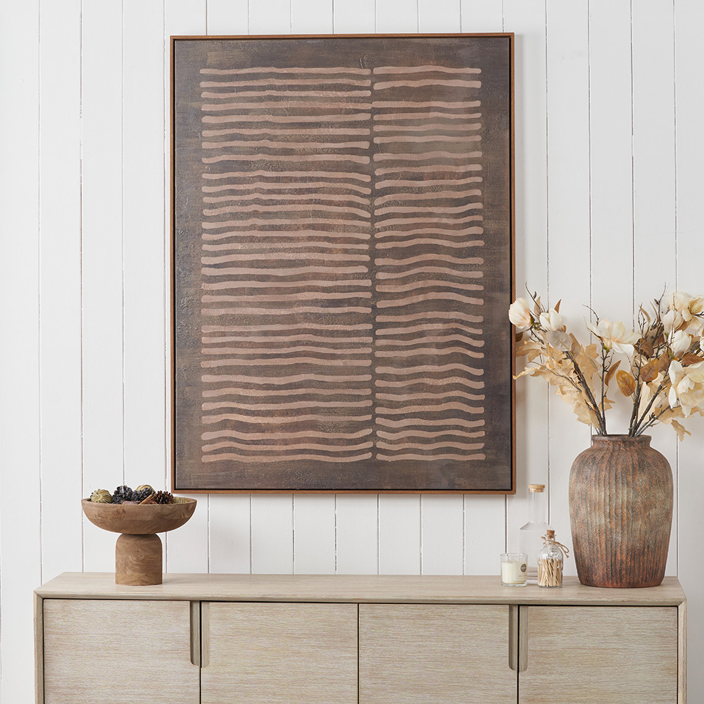 Pacific Lifestyle Limited - Brown and Natural Linear Design Canvas with ...