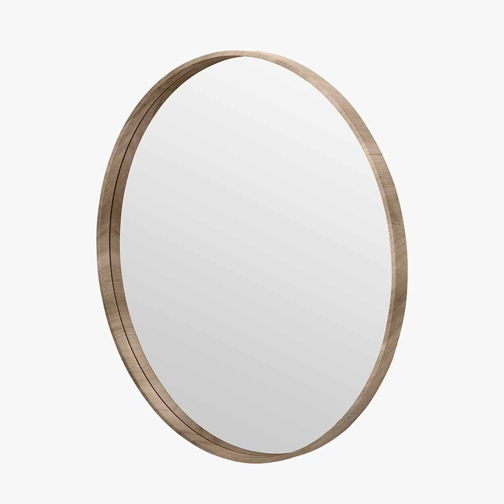 Pacific Lifestyle Limited - Natural Wood Veneer Slim Frame Round Mirror ...