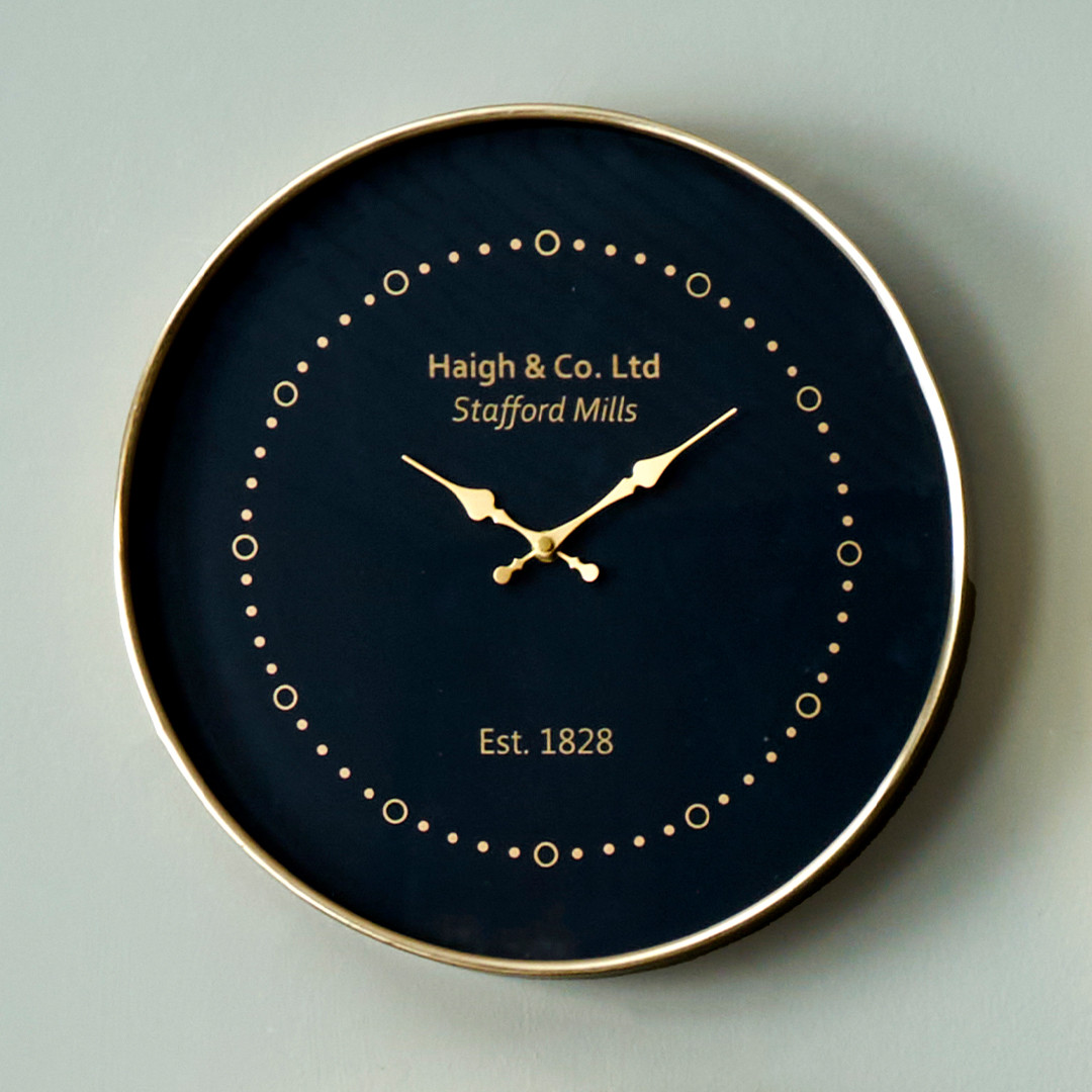 Pacific Lifestyle Limited - Black Face and Antique Brass Metal Wall Clock