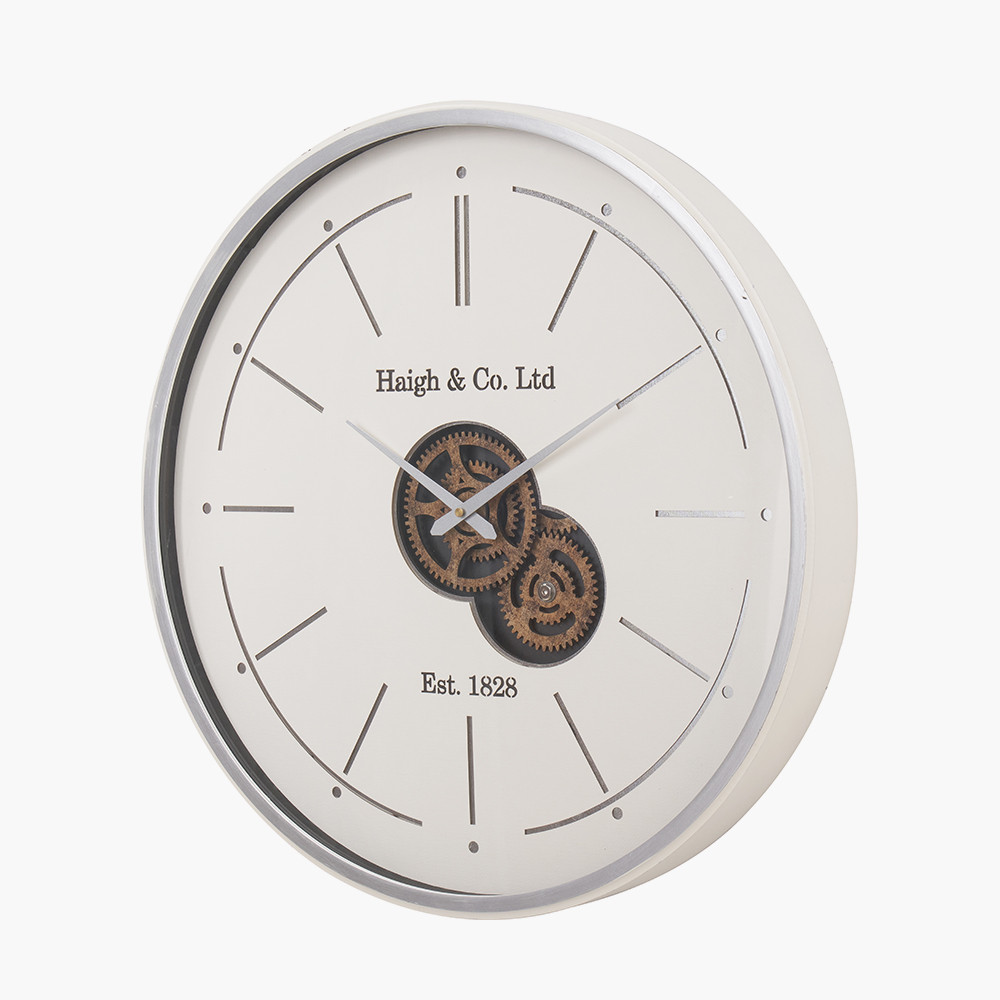 Pacific Lifestyle Limited - Ivory and Silver Wood Working Cog Wall Clock