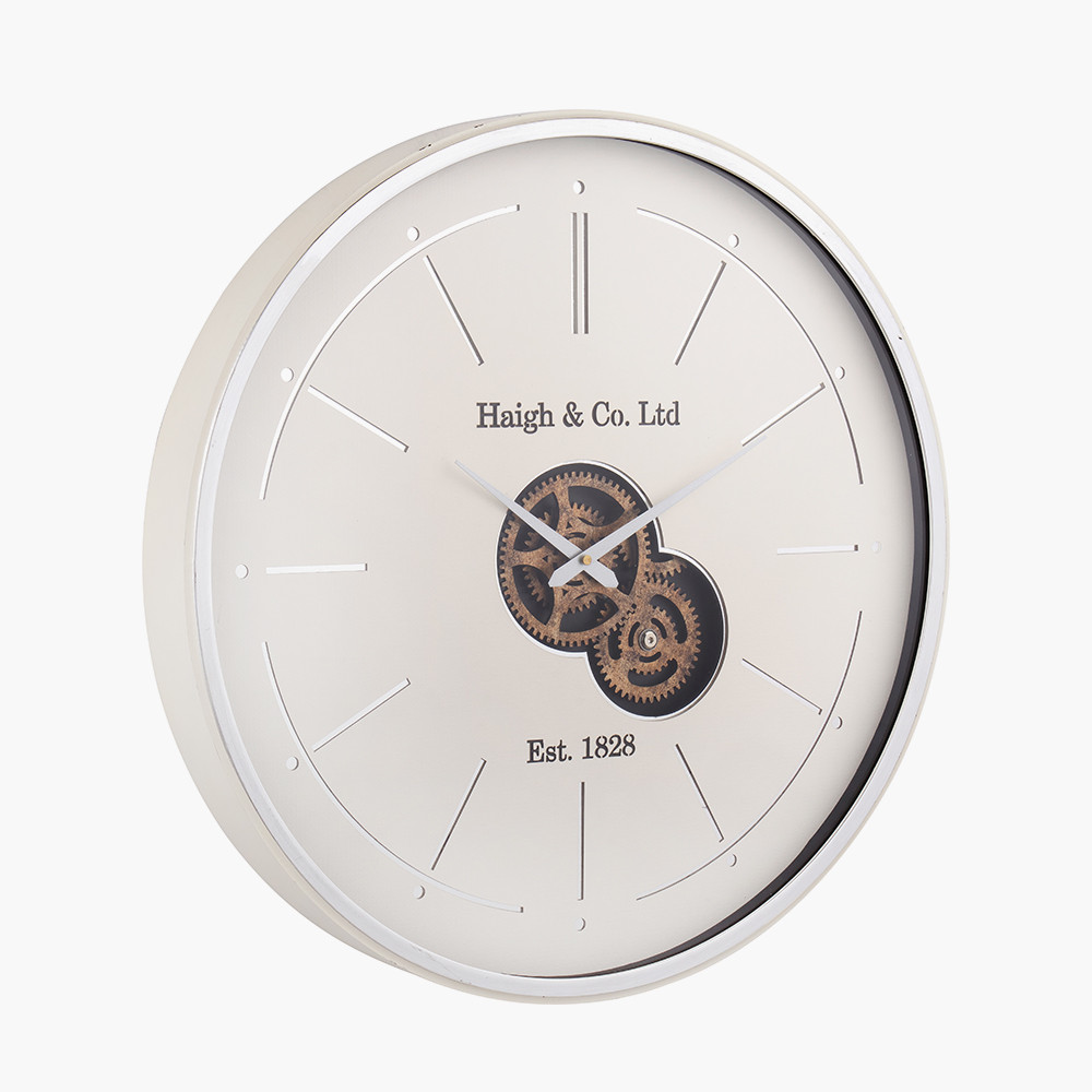 Pacific Lifestyle Limited - Ivory and Silver Wood Working Cog Wall Clock